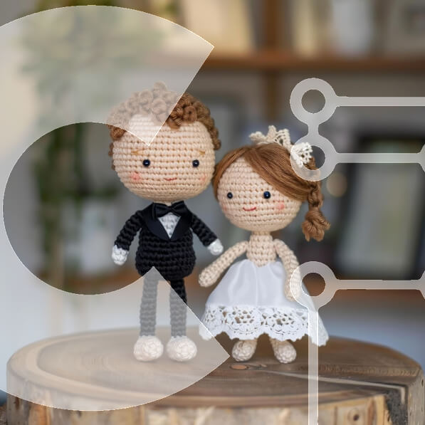 Handmade Crocheted Bride and Groom Dolls stock photo | Creative Fabrica