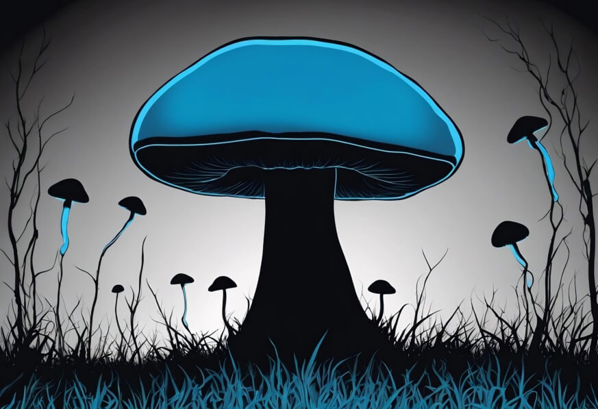Download Large Blue Mushroom in Grassy Terrain Backgrounds Online ...