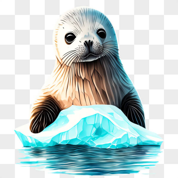 Descarga Foca linda en iceberg en el agua PNGs En Línea - Creative Fabrica