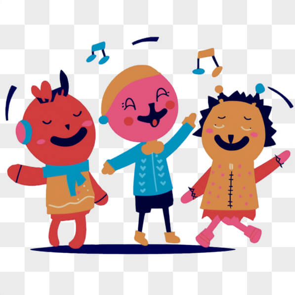 Download Group of Cartoon Characters Singing and Dancing Together PNGs ...