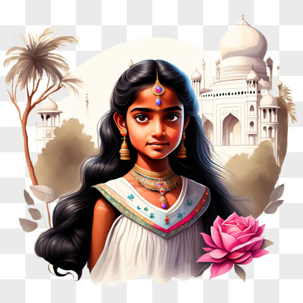Download Young Girl at the Taj Mahal with Flowers PNGs Online ...
