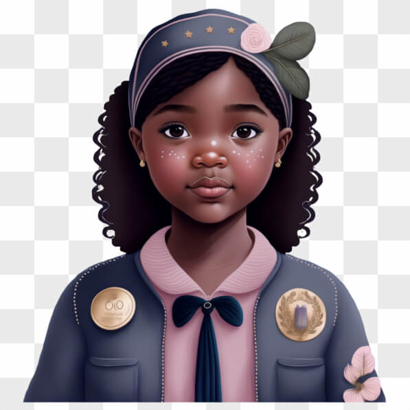 Download Cartoon of African-American Girl in Girl Scouts PNGs Online ...
