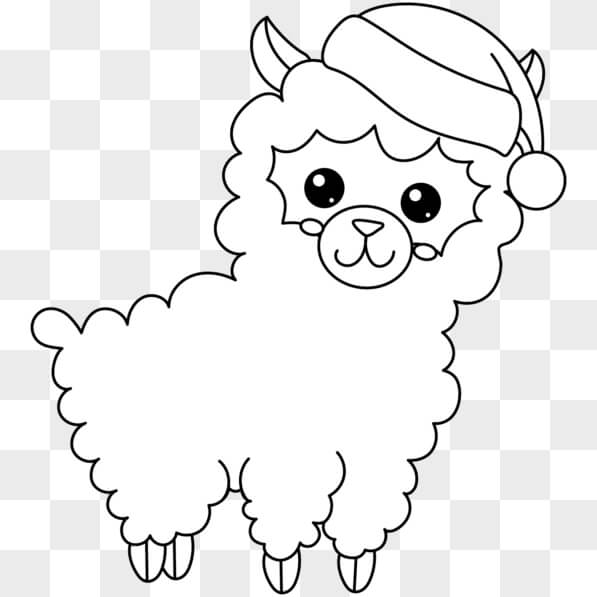 Download Christmas Llama Coloring Page with Santa Hat and Antlers PNGs ...