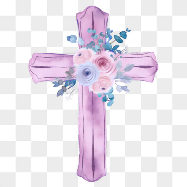 Download Purple Cross Decoration with Flowers and Ribbons PNGs Online ...