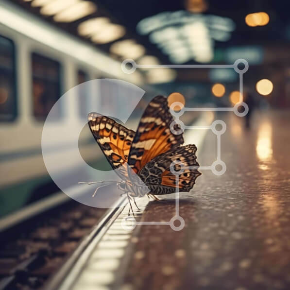 Butterfly Resting in Urban Setting stock photo | Creative Fabrica