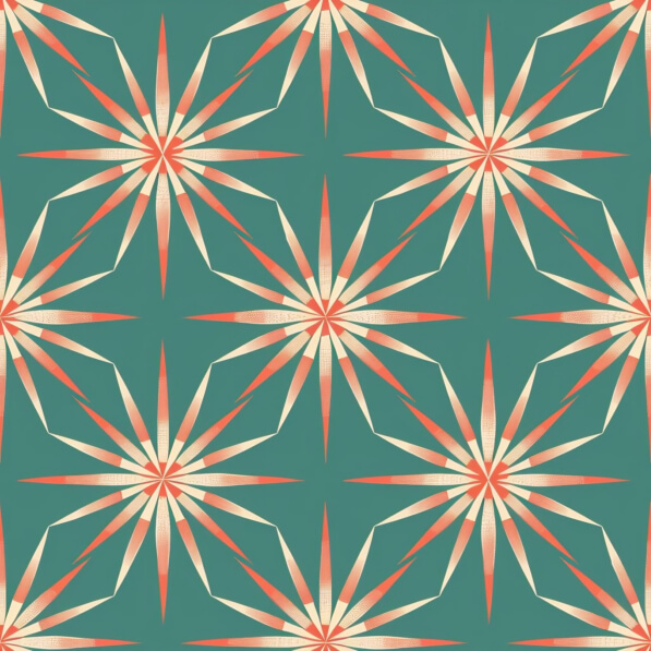 Download Teal and Orange Geometric Stars Pattern with Abstract Floral ...