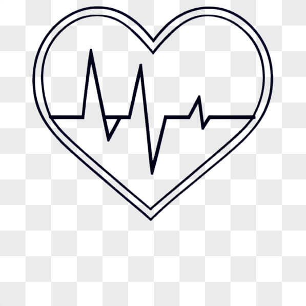 Download Heart-shaped Outline with eCG Line PNGs Online - Creative Fabrica