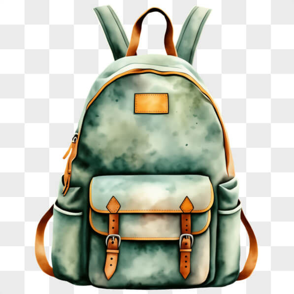 Download Green Backpack with Abstract Watercolor Pattern PNGs Online ...