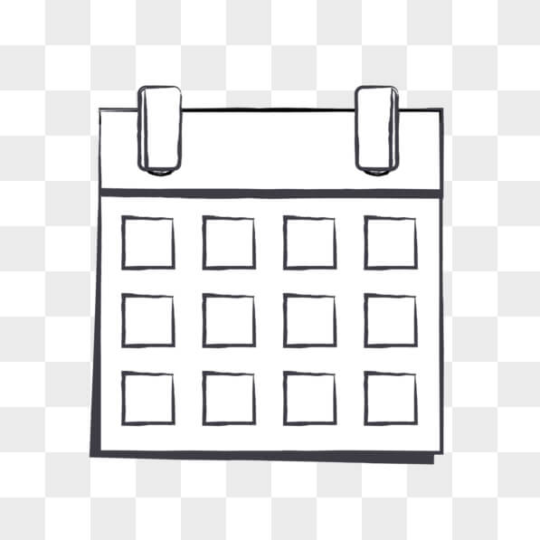 Download Black and White Calendar with Doodle-Style Drawings PNG Online ...