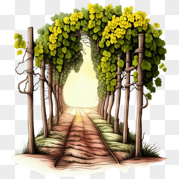 Download Tranquil Forest Pathway with Vineyard Potential PNGs Online ...