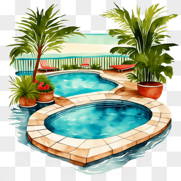 Download Tropical Swimming Pool PNGs Online - Creative Fabrica