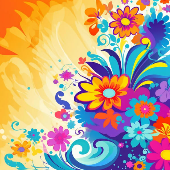 Download Colorful Floral Abstract Painting with Birds Backgrounds ...
