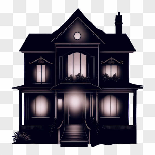 Download Dark House Illuminated at Night PNGs Online - Creative Fabrica