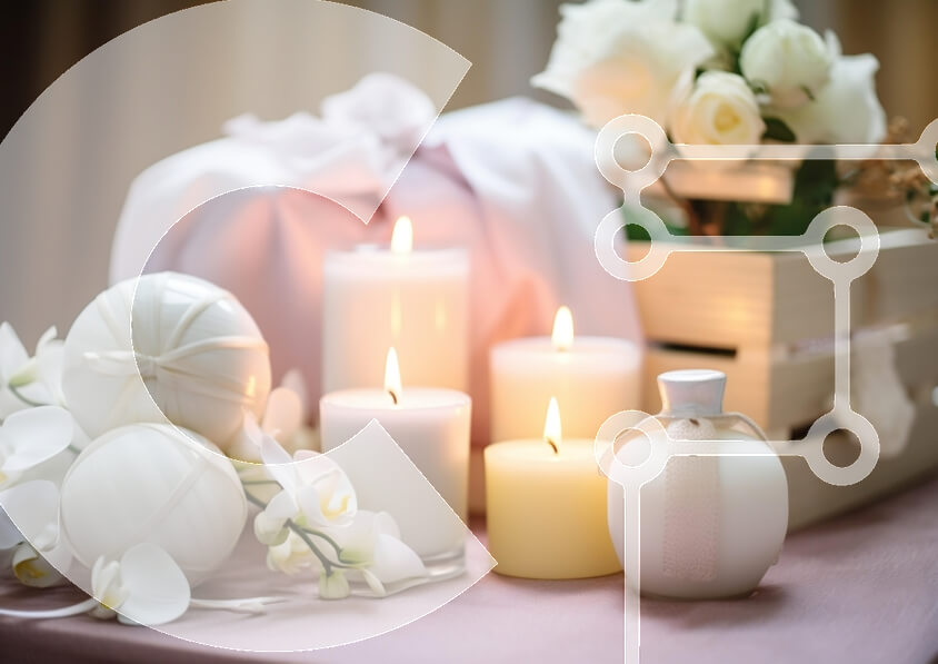 Table Setting with Candles and Flowers for Aromatherapy stock photo ...