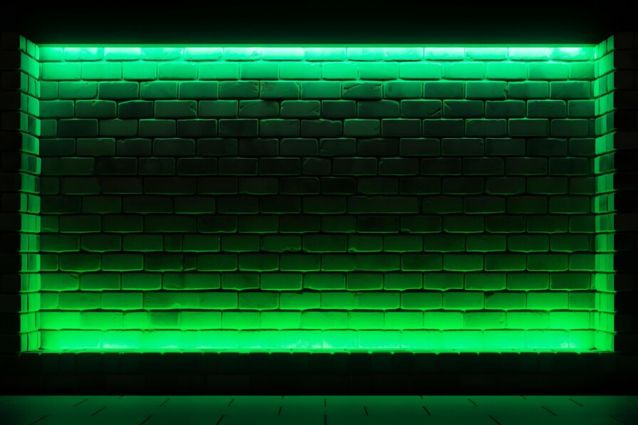Download Green-Lit Brick Wall with Decorative Lighting Effects ...