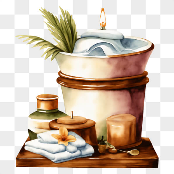 Download Luxurious Spa Setting with Bath Tub and Spa Essentials PNGs ...