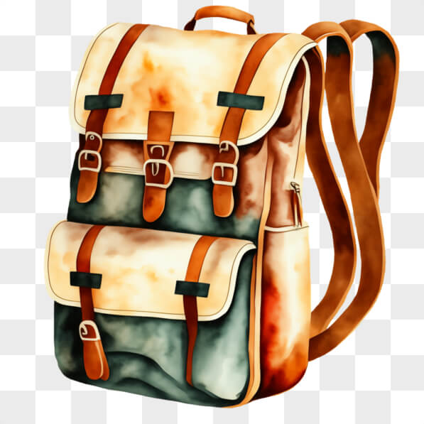 Download Stylish Hand-Painted Brown and White Backpack PNGs Online ...