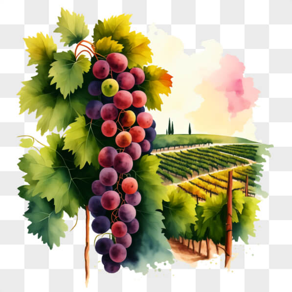 Download Vineyard with Grapes and Greenery PNGs Online - Creative Fabrica