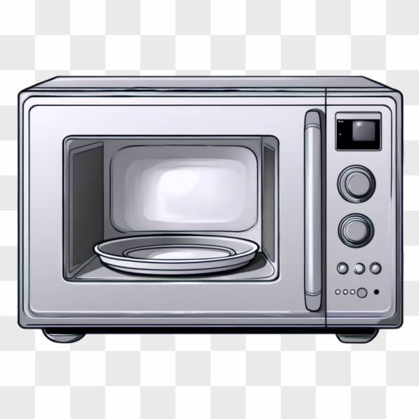 Download Open Microwave Oven with Plate Inside Cartoons Online ...