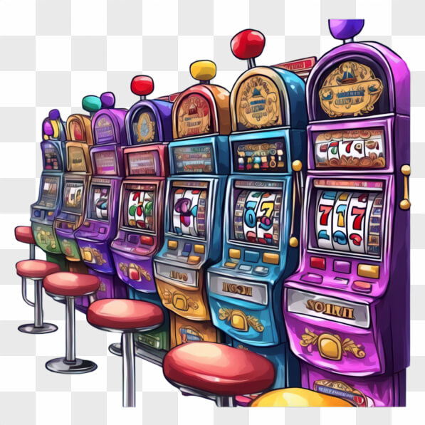 Download Colorful Slot Machines at a Casino Cartoons Online - Creative ...