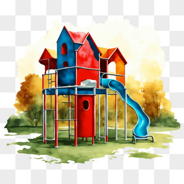 Download Colorful Playground Structure with Slides and Swings PNGs ...