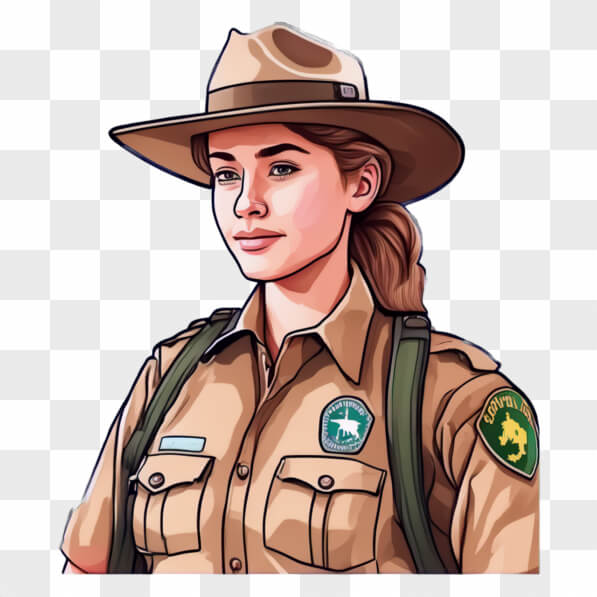 Download Female Ranger in Uniform with Backpack and Hat on Orange ...