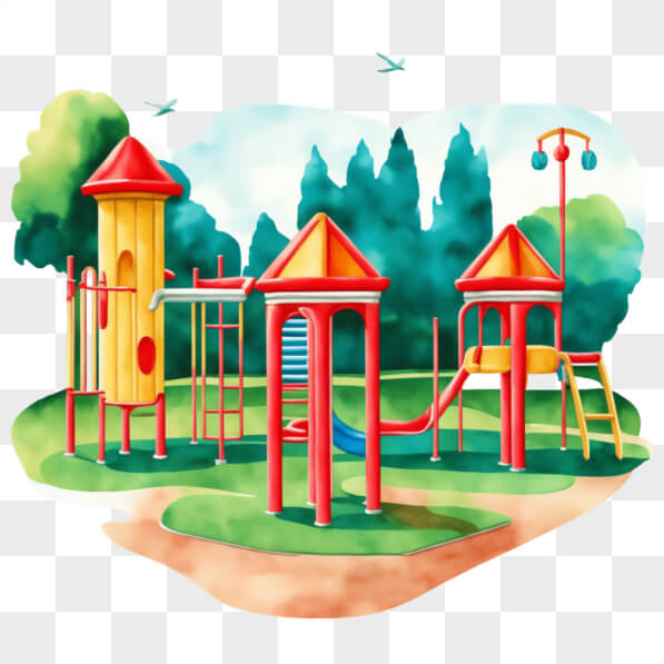 Download Colorful Playground in the Park PNGs Online - Creative Fabrica