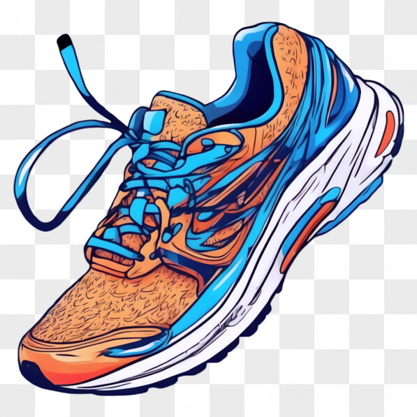 Download Orange and Blue Running Shoe Cartoons Online - Creative Fabrica