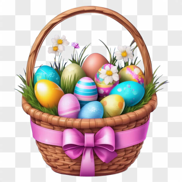 Download Colorful Easter Basket with Eggs and Flowers Cartoons Online ...