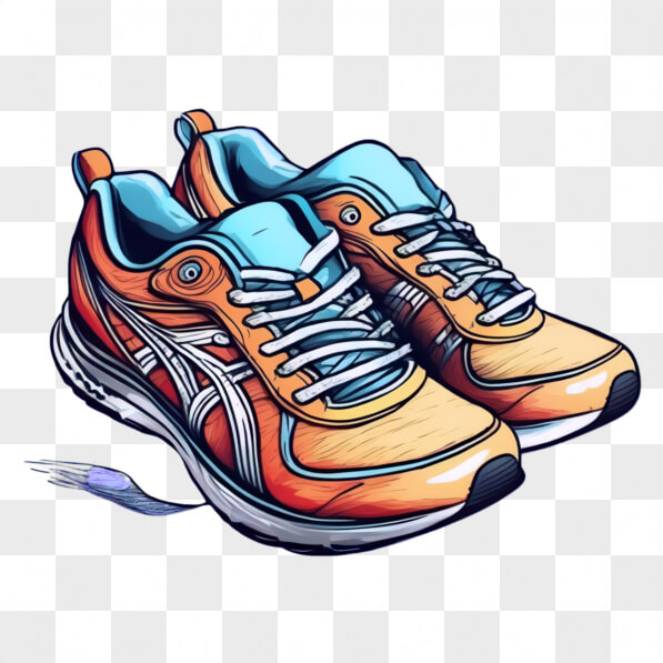Download Orange and Blue Running Shoes Illustration Cartoons Online ...