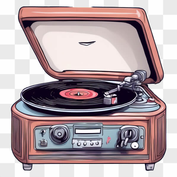 Download Vintage Record Player with Musical Instruments Cartoons Online - Creative Fabrica