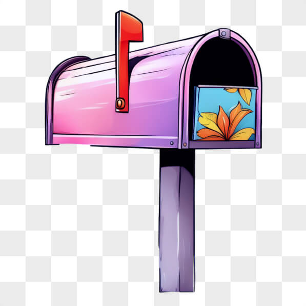 Download Purple Mailbox with Flowers Cartoons Online - Creative Fabrica
