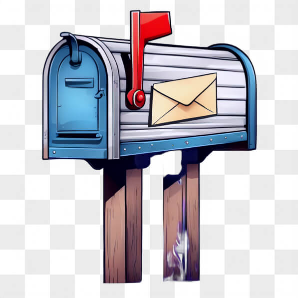 Download Classic Mailbox with Red Flag Cartoons Online - Creative Fabrica