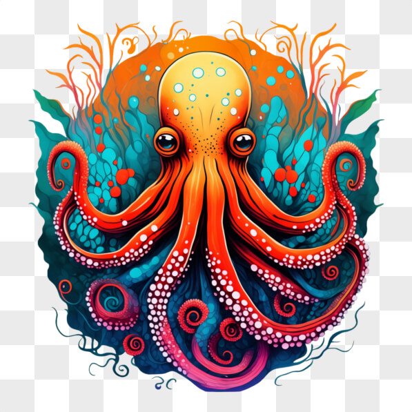 Download Colorful Octopus in Underwater Scene PNGs Online - Creative ...