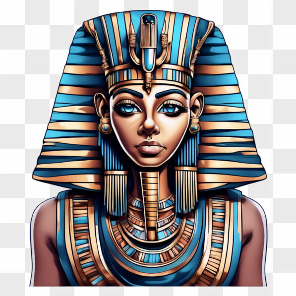Download Egyptian Woman with Blue Headdress and Gold Jewelry Cartoons Online - Creative Fabrica