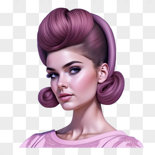 Download Stylish Woman with Pink Hair and Updo PNGs Online - Creative ...