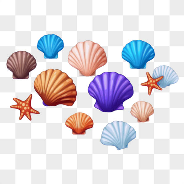 Download Colorful Seashells and Starfish on Black Background Cartoons ...