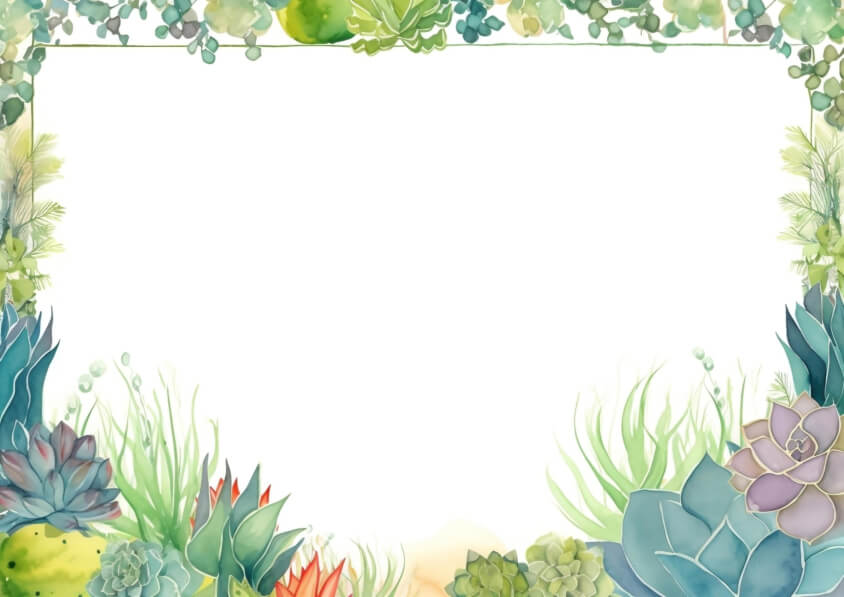 Download Watercolor Frame with Succulent Plants Backgrounds Online ...