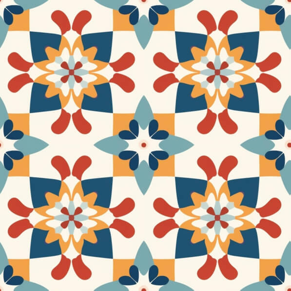Download Colorful Tile Pattern with Red, Orange, and Blue Flowers ...