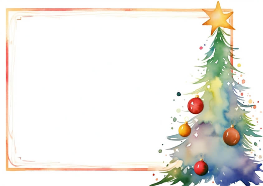 Download Festive Watercolor Christmas Tree Frame Backgrounds Online ...