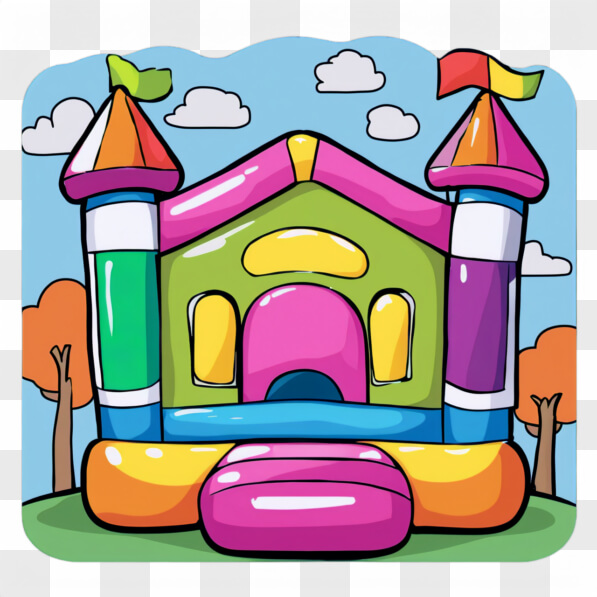 Download Colorful Bounce House in Open Field Cartoons Online - Creative ...