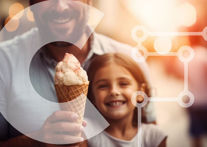 Happy Family Moment with Ice Cream stock photo | Creative Fabrica