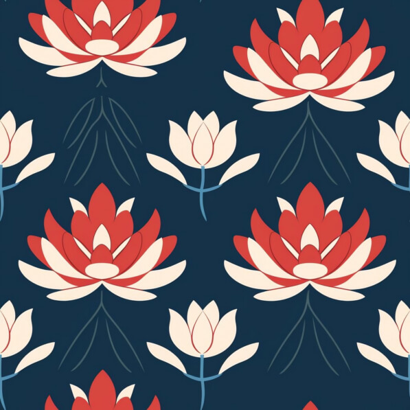 Download Seamless Pattern of Red, White, and Blue Lotus Flowers ...