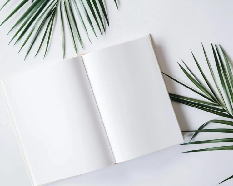 Descarga Libro Abierto con Hojas de Palma Mockups En Línea - Creative ...