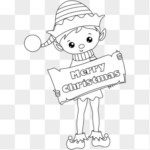 Download Elf Coloring Page for Kids with Christmas Hat PNGs Online ...