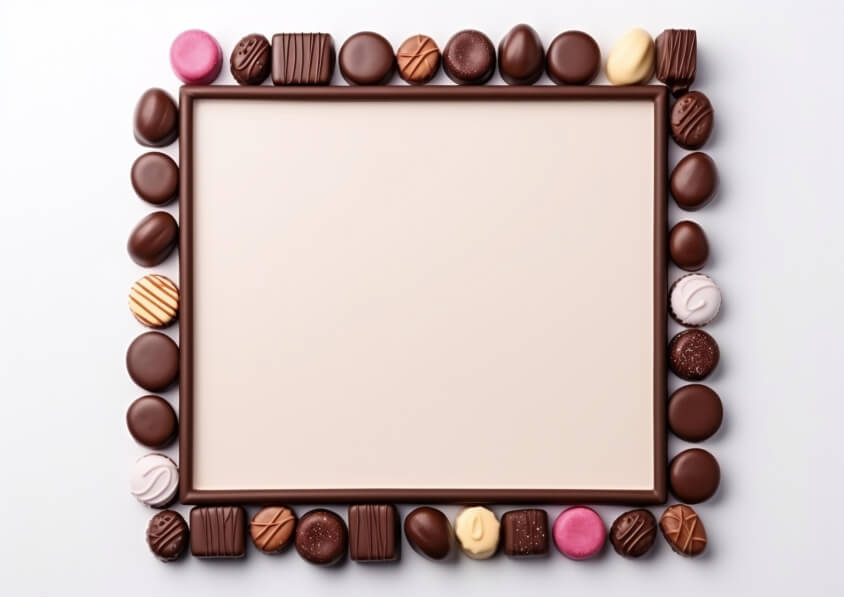 Download Chocolate Candy Frame on White Background Backgrounds Online ...