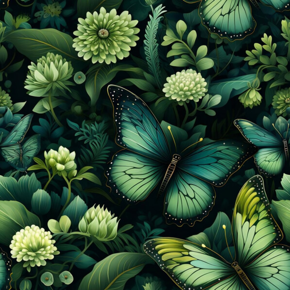 Download Green Butterflies and Flowers Seamless Pattern Patterns Online ...