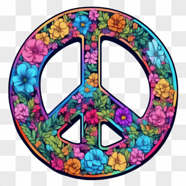 Download Peace Sign with Colorful Flowers Cartoons Online - Creative ...