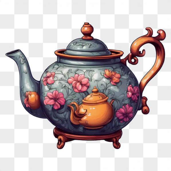 Download Vintage Teapot with Floral Designs Cartoons Online - Creative ...
