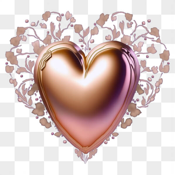 Download Heart-Shaped Golden Object with Flowers PNGs Online - Creative ...